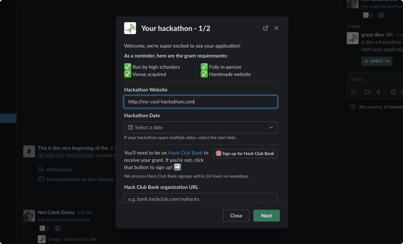 Hackathon Grant – Hack Club